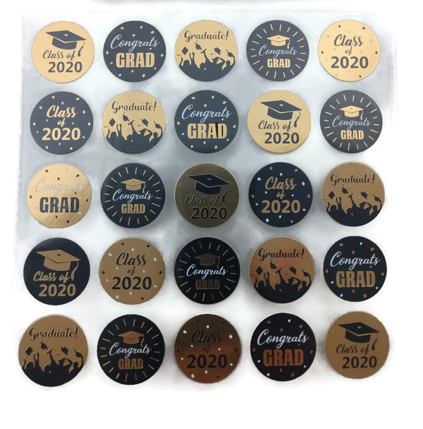 Black/Gold Class of 2020 Graduate Circle Stickers Seals Scrapbook ...