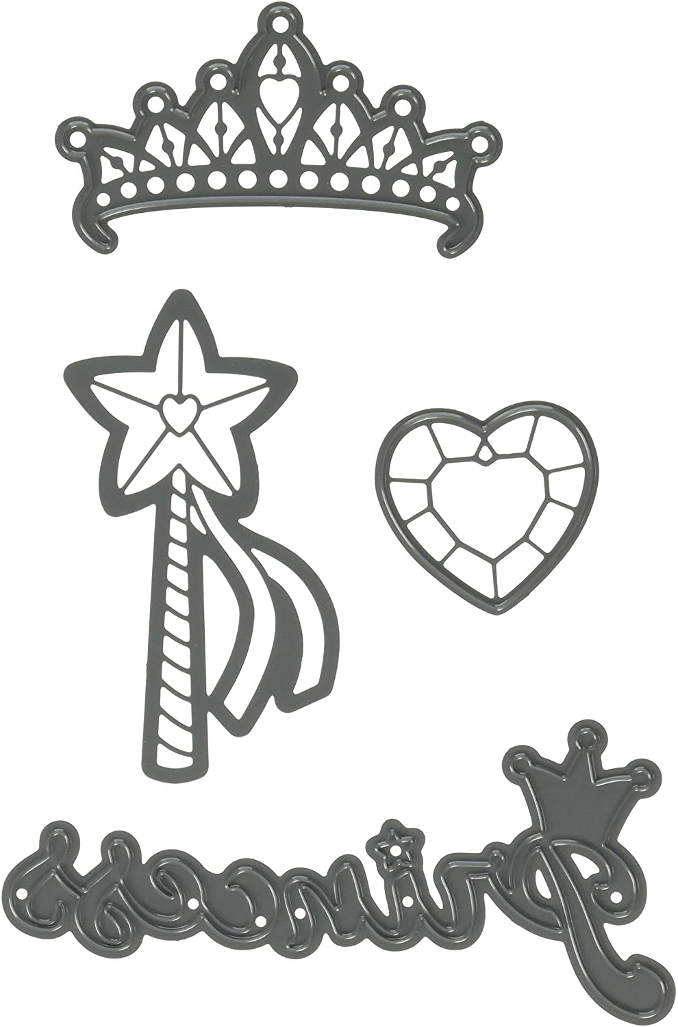 Princess Metal Embossing and Cut Metal Die Set Crown, Wand, Title ...