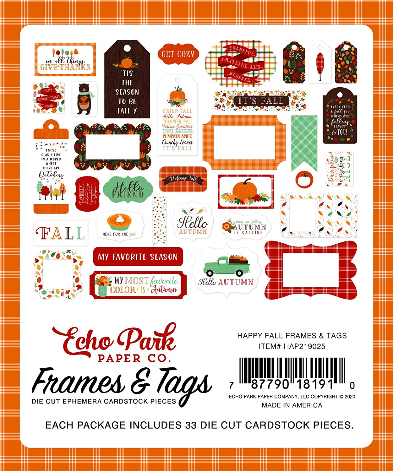 Happy Fall - Frames and Tags Ephemera Die Cut Set – Country Croppers