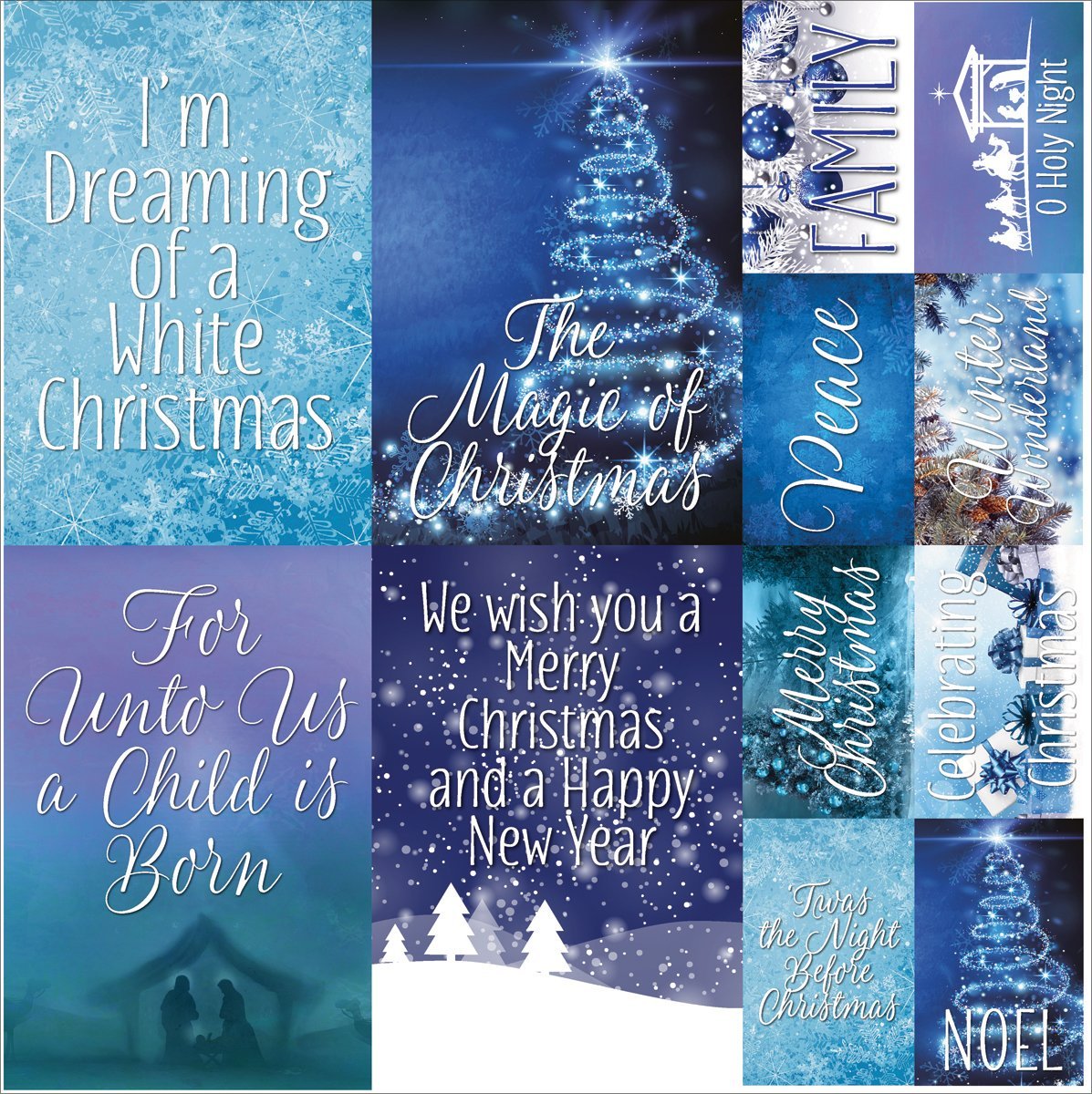 Blue Christmas Poster Stickers 12"X12" by Ella & Viv – Country Croppers