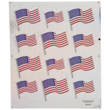 US Flag Waving Holographic Foil Stickers 2 Sheets Americana/4th of Jul ...