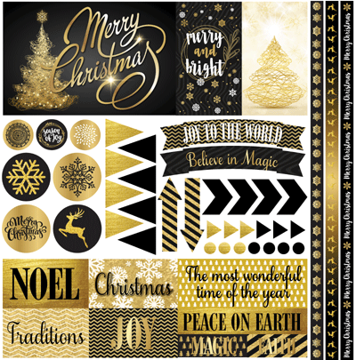 Gold Elegant Christmas Stickers 12x12 Set – Country Croppers