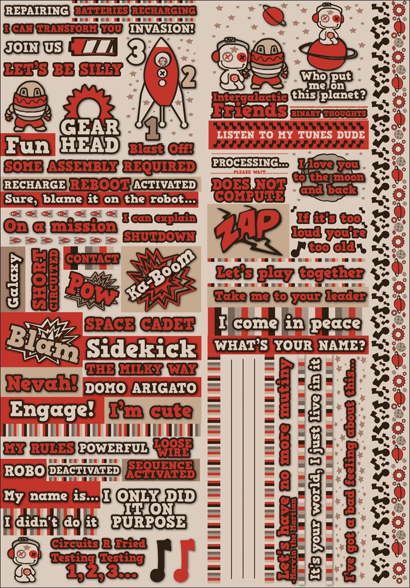 Cardstock RetroBot Robot Stickers by Reminisce – Country Croppers