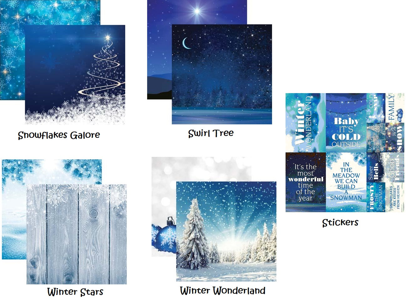 Winter Wonderland - Papers and Stickers Set 12x12 Scrapbook by Reminis ...