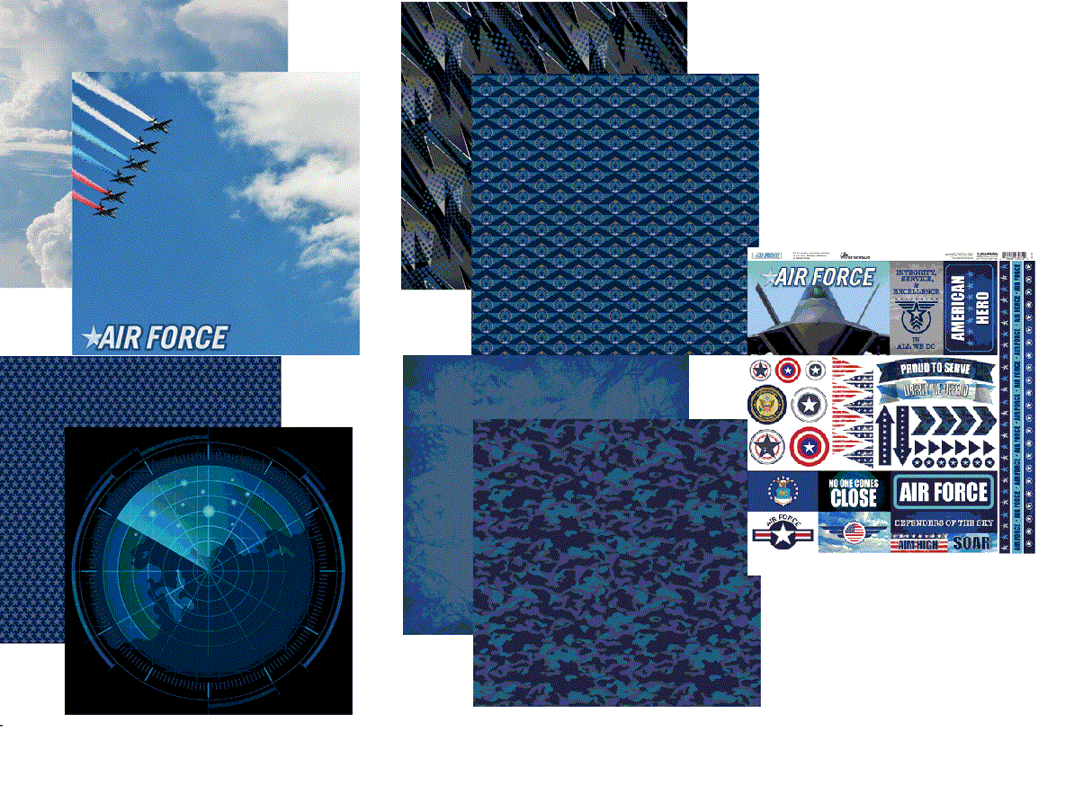 Air Force 12x12 Scrapbooking Papers and Stickers Set – Country Croppers