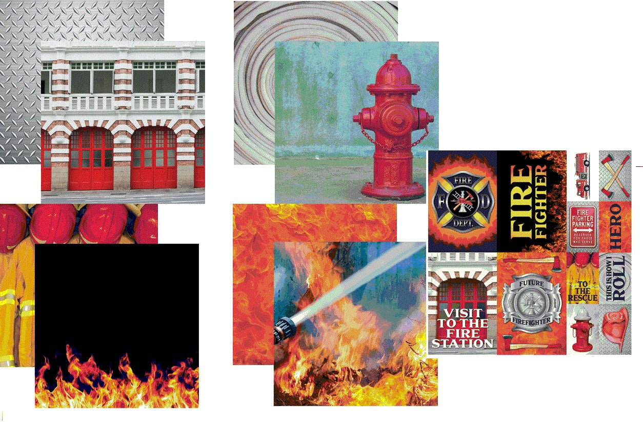 Firefighter Scrapbook Papers & Stickers Set – Country Croppers