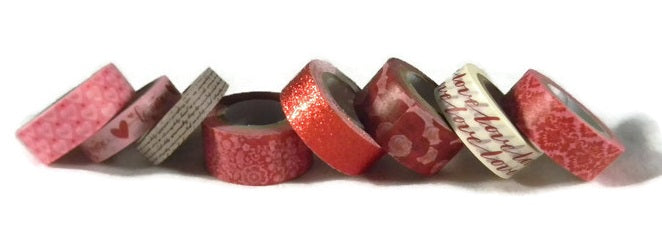 Valentines Day Washi Tape Assortment Set - Red/White Love - 7 Spools ...